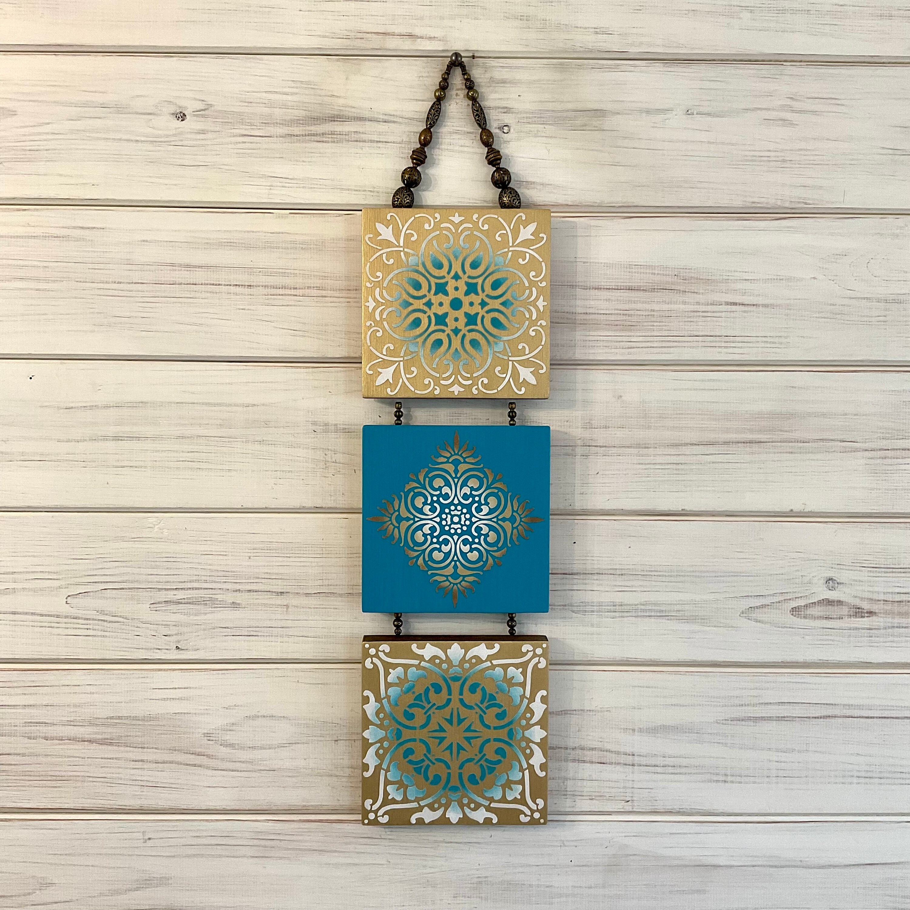 Turquoise and Gold Long Wall Decor - Etsy