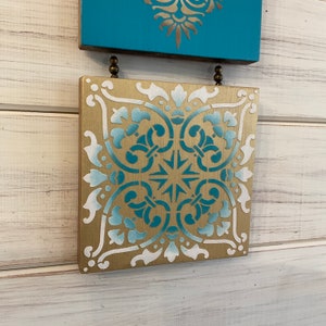 Turquoise and Gold Long Wall Decor - Etsy UK
