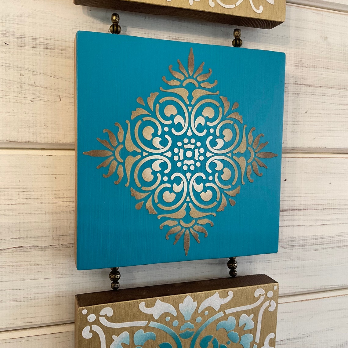 Turquoise and Gold Long Wall Decor - Etsy