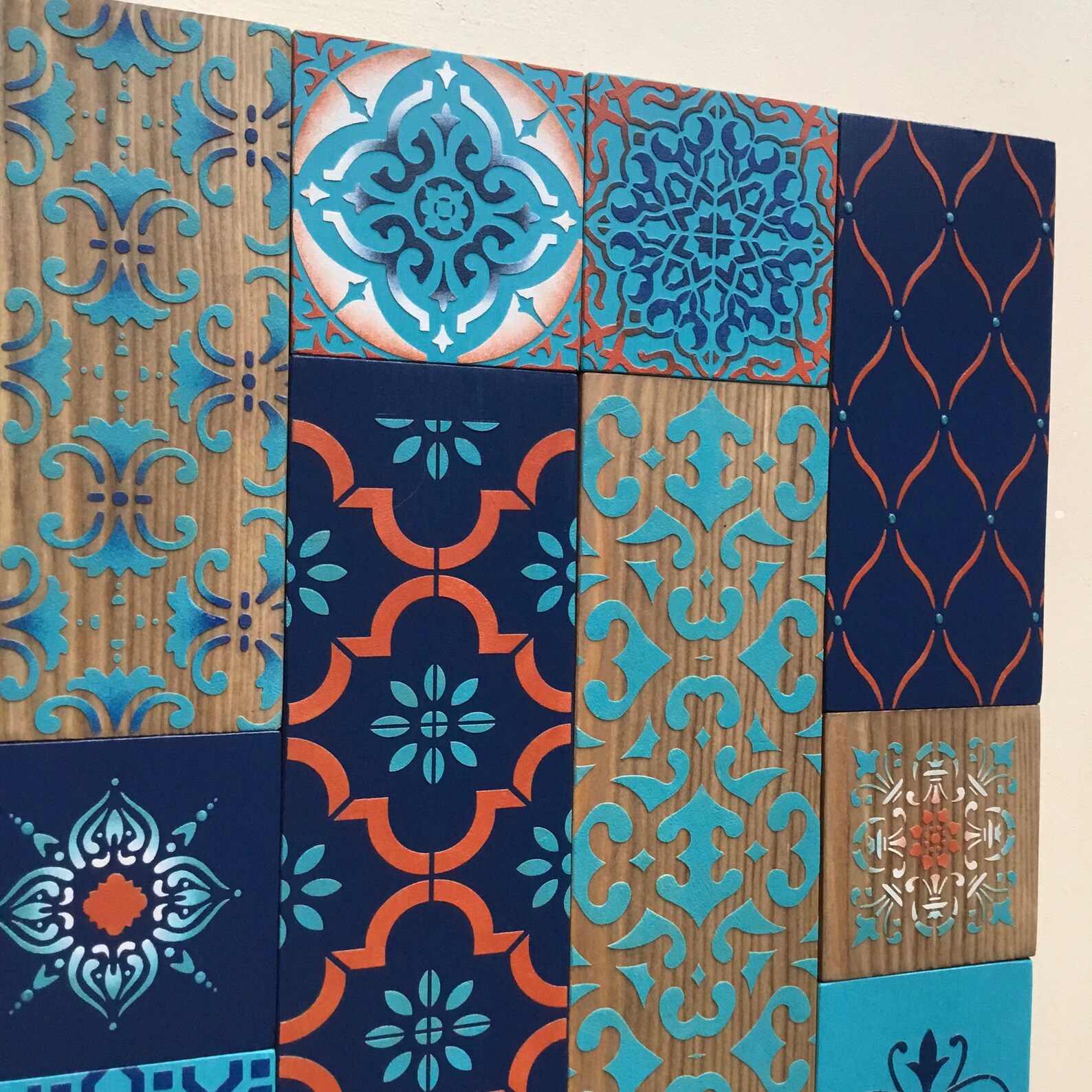 Italian/ Mediterranean Wood Wall Tiles Hand Painted in - Etsy