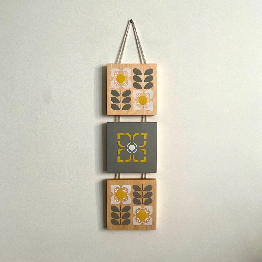 Retro Daisy Decor in Yellow, White and Grey - Etsy