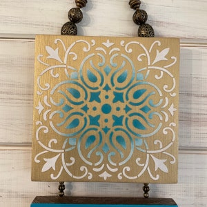 Turquoise and Gold Long Wall Decor - Etsy UK