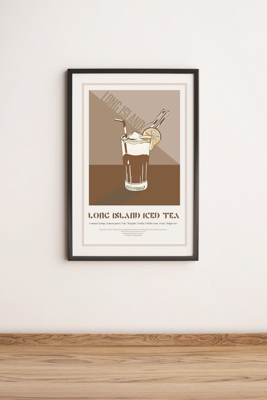 Vintage Cocktail Bar Poster | Long Island Iced Tea Cocktail Drink - Etsy