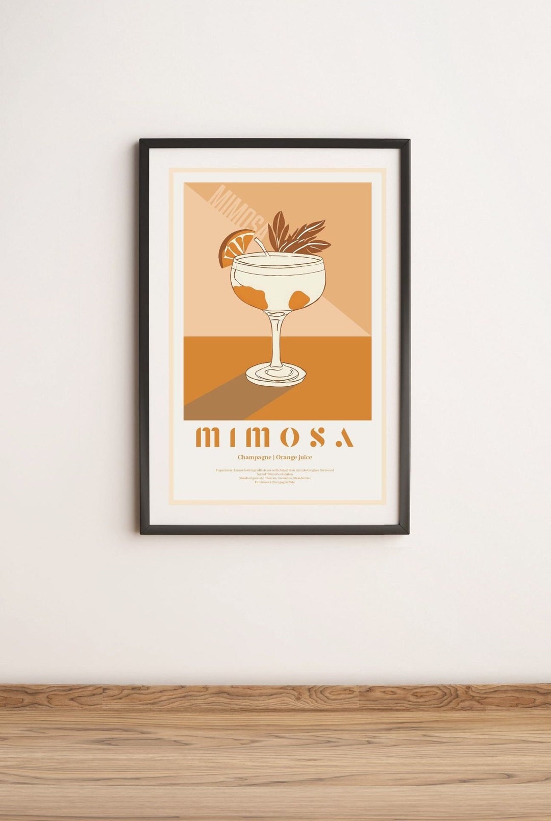 Vintage Cocktail Bar Poster | Mimosa Cocktail Drink - Etsy