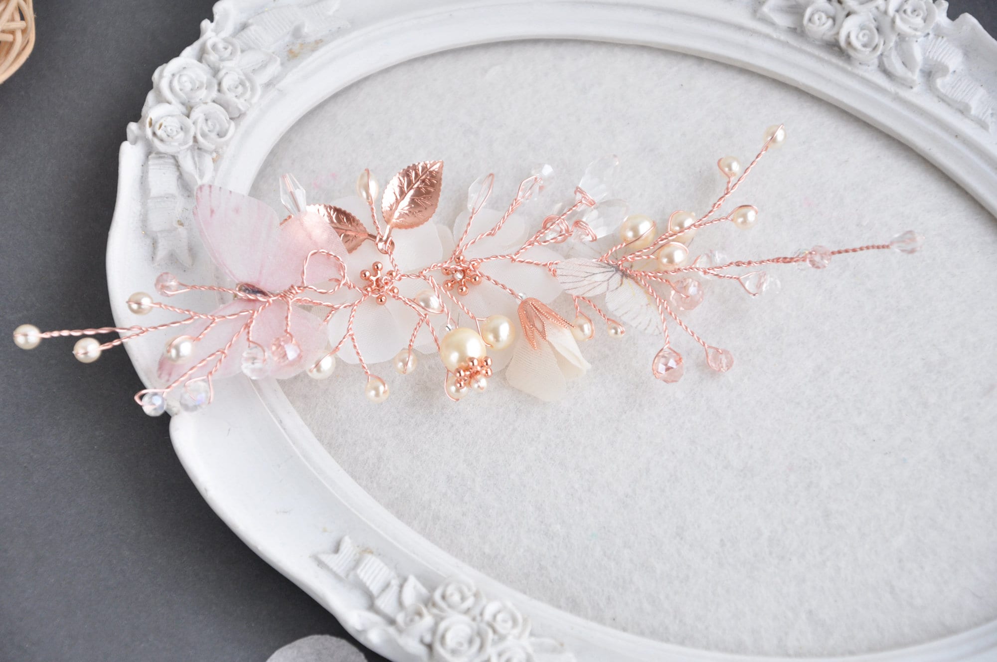 Pale Pink Silk Flower Hair Accessories Pink Hair Comb Blush | Etsy