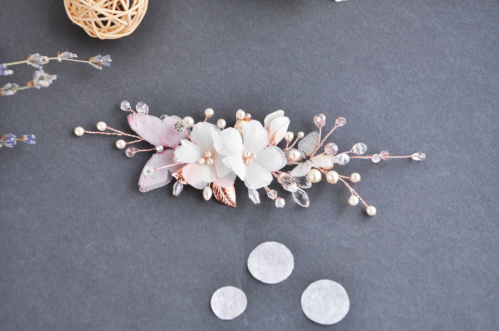 Pale Pink Silk Flower Hair Accessories Pink Hair Comb Blush | Etsy