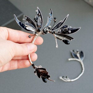 Statement Black Ear Cuff Wrap Ear Cuff Black Elven Cuff Wing ...