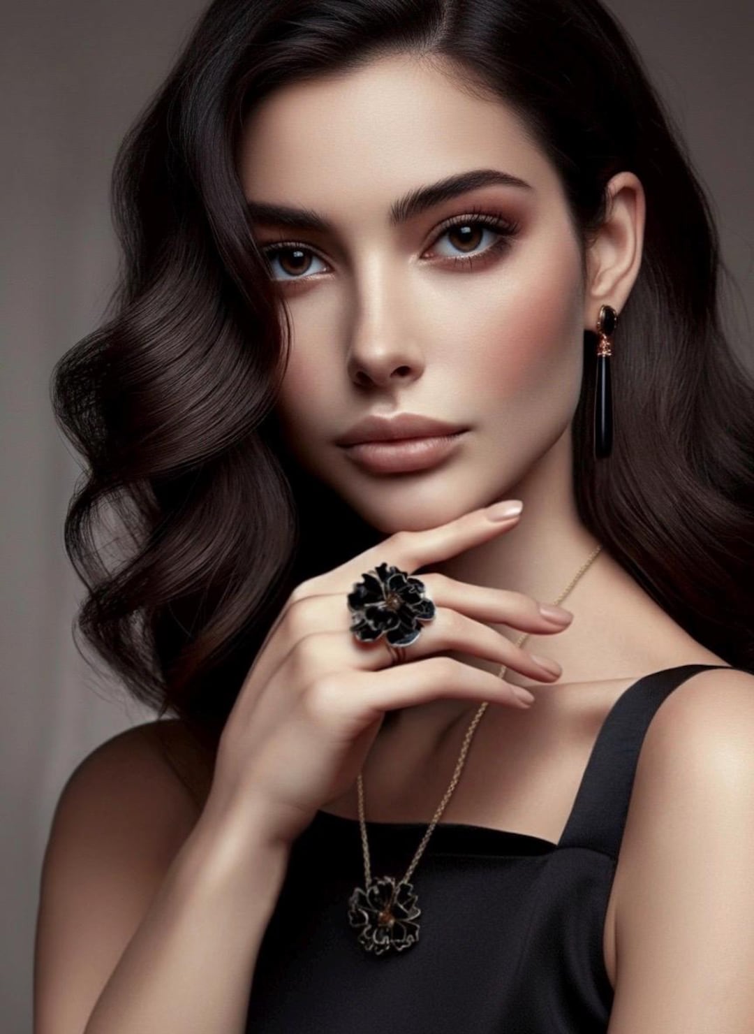 Black Statement Flower Ring Big Jewelry Large Flower Ring Resin ...