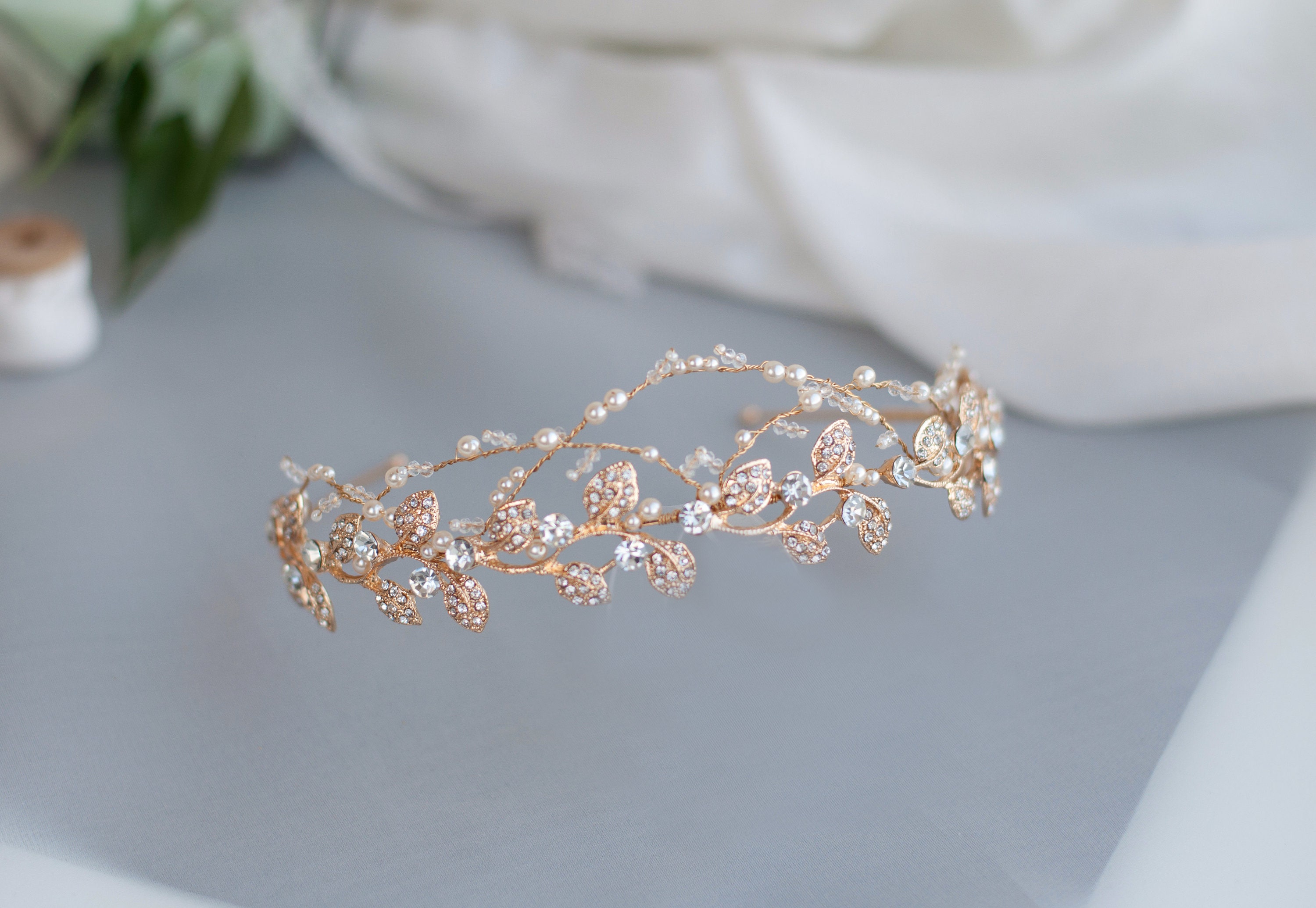 Bridal Crystal Diadem Sparkle Wedding Pearls Crown Bohemian - Etsy UK