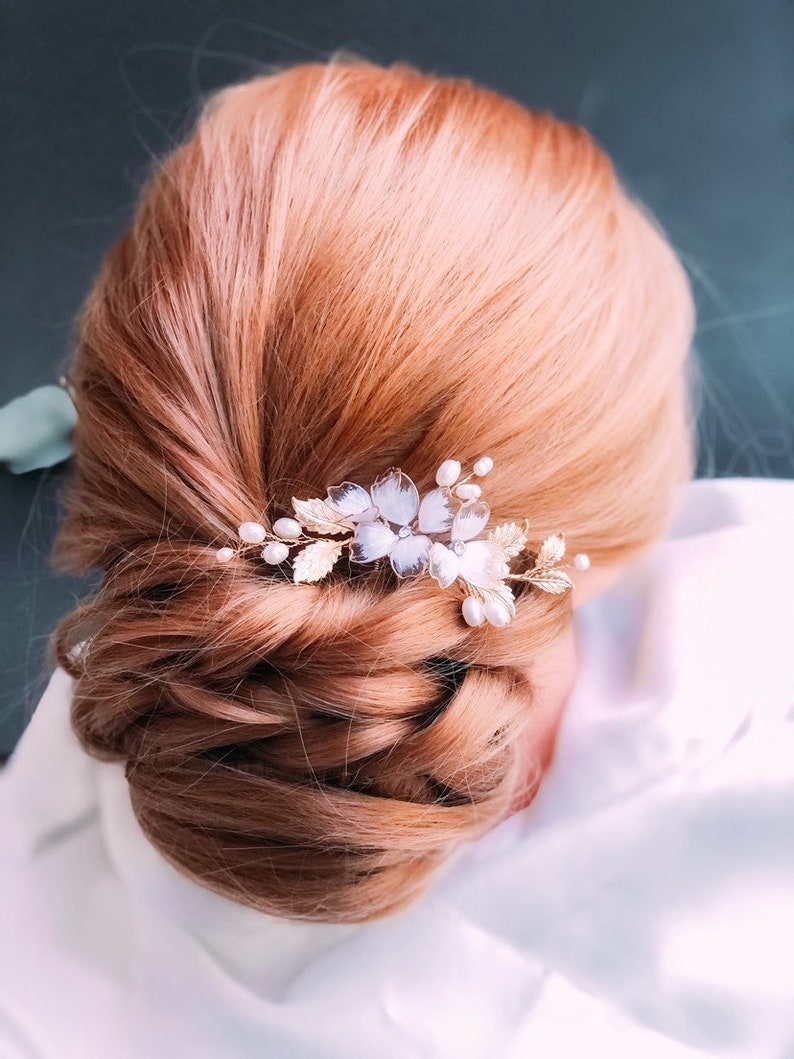 Floral Hair Pins Flower Hairpiece Bridal Hair Pin Golden - Etsy