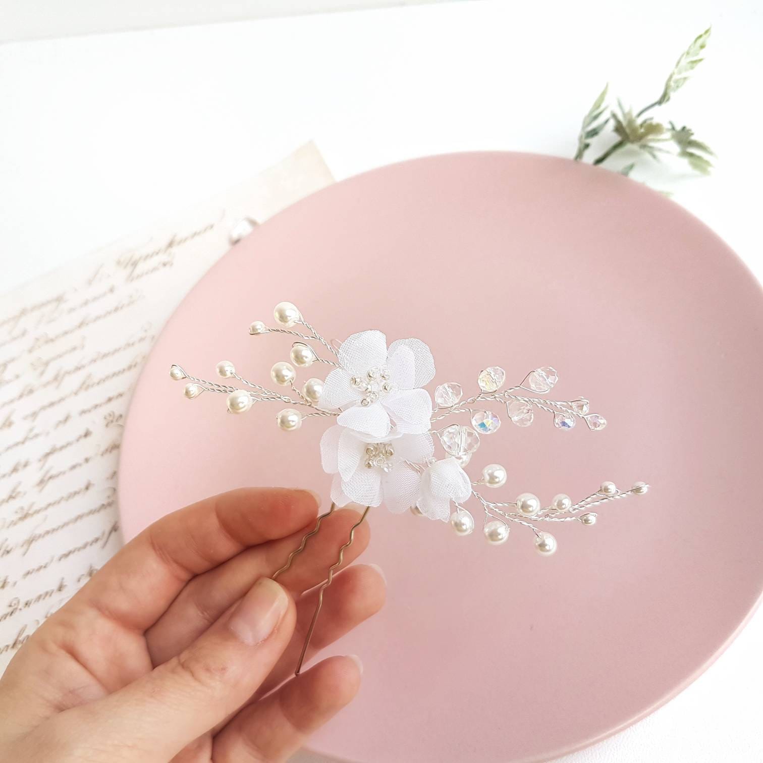 Flower Hair Pin Bridal Hair Accessory silk flower Headpiece | Etsy