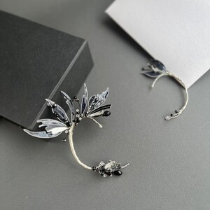 Statement Black Ear Cuff Wrap Ear Cuff Black Elven Cuff Wing ...