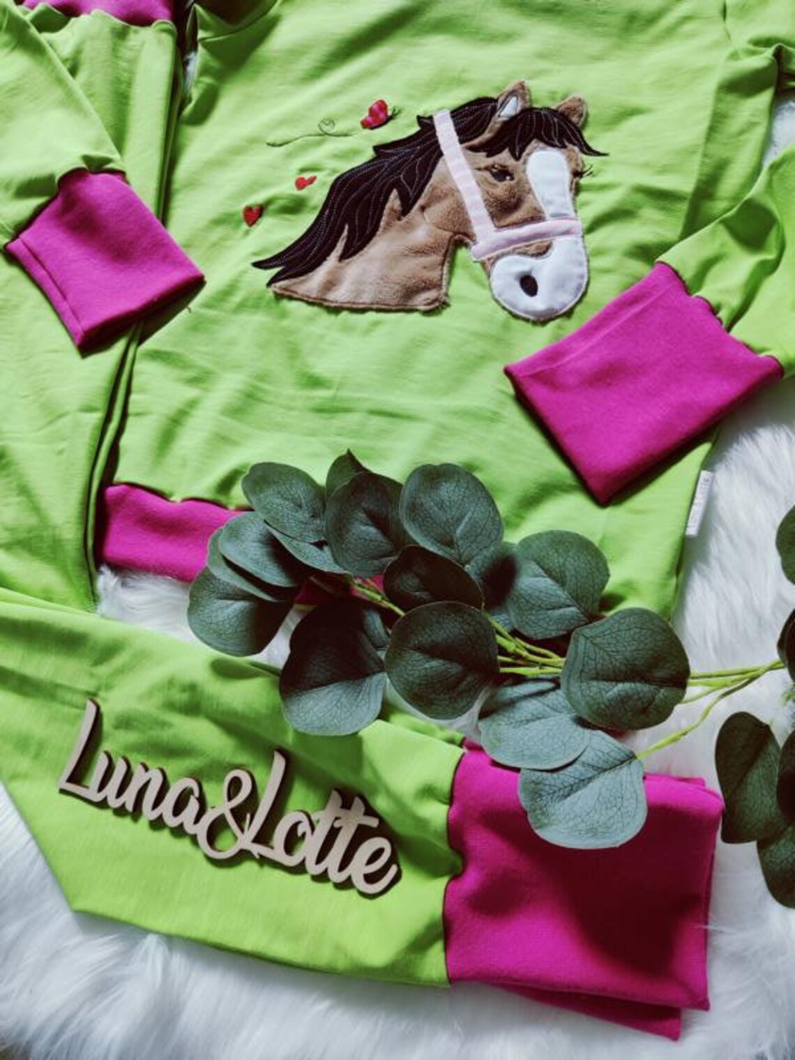 Caballo Pony Pijama Verde Rosa Talla 80-146 Niños Bebé | Etsy