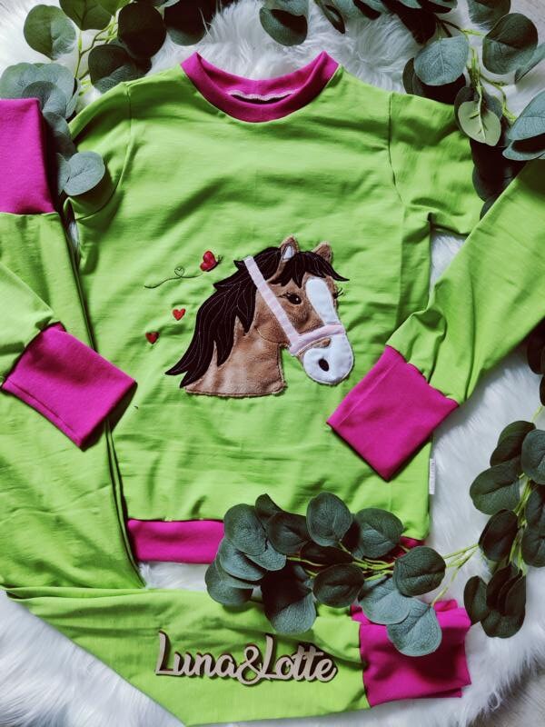 Caballo Pony Pijama Verde Rosa Talla 80-146 Niños Bebé | Etsy