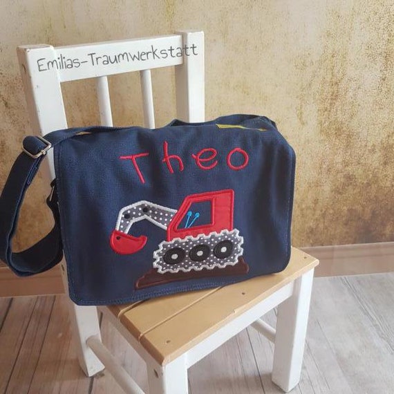 Bagger Kindergartentasche blau rot Wunschname | Etsy