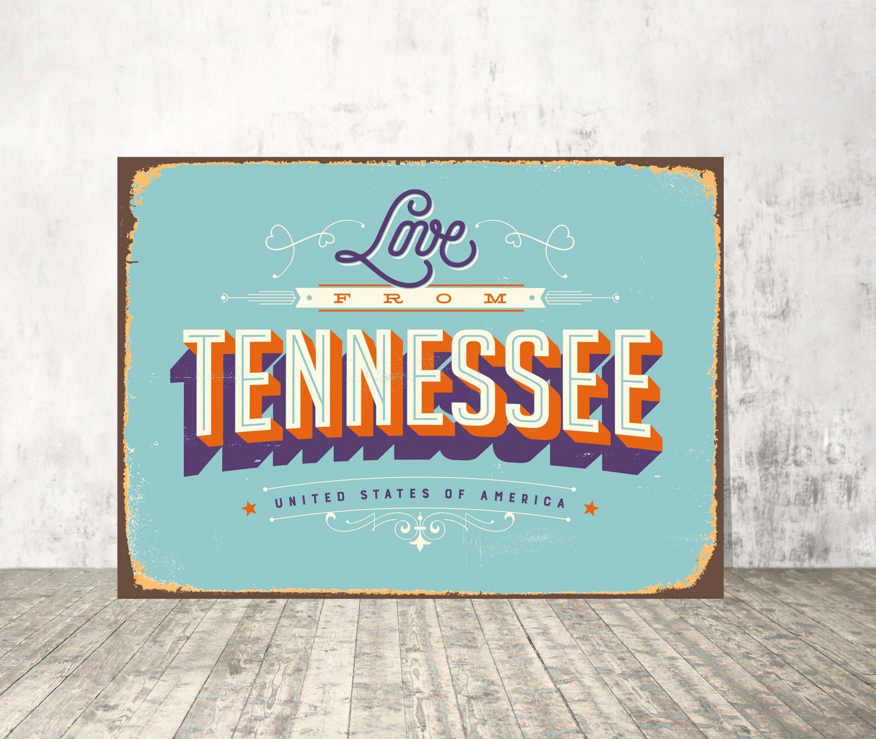 Prints Love Form Tennessee State Metal Sign American City Sign Traveler ...