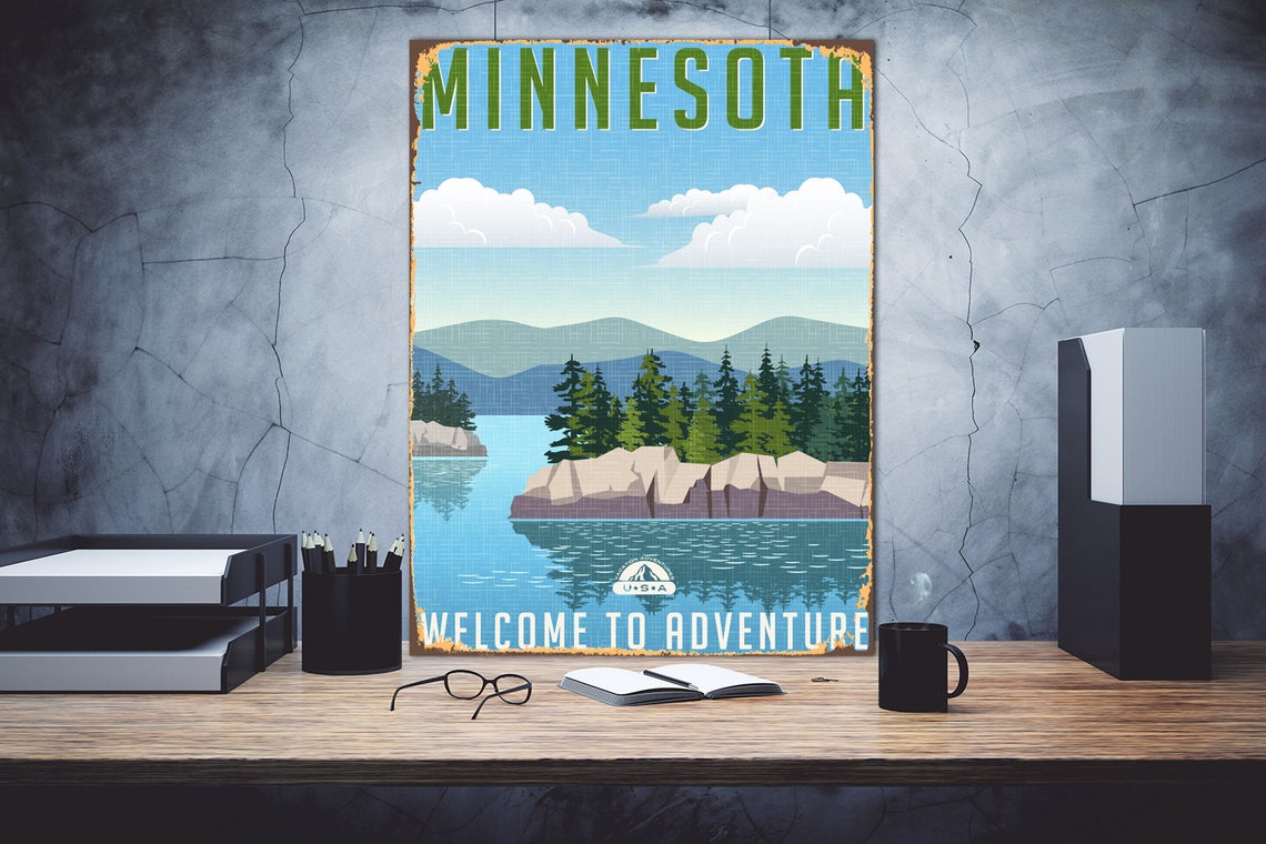 Minnesota Welcome Sign Minnesota sign Print on metal Minnesota | Etsy