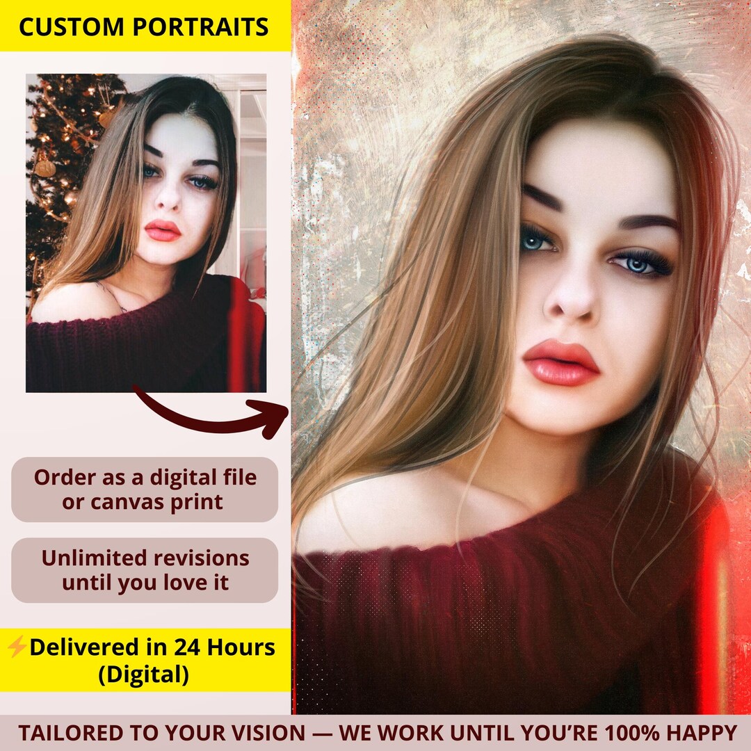 Custom Glam Style Portrait: Digital Painting From Photo (digital File ...