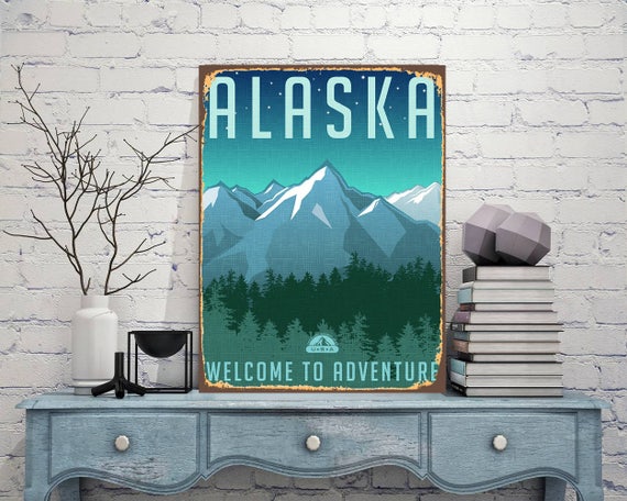 Alaska sign Alaska metal sign Alaska State sign USA sign USA | Etsy