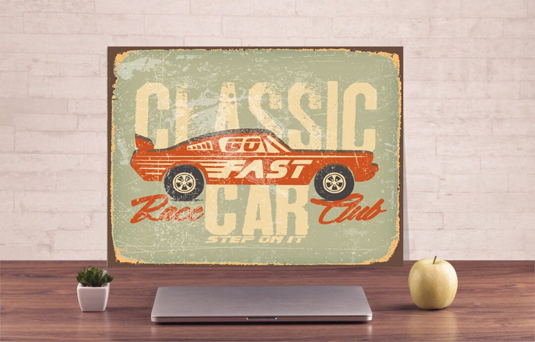 Go Fast Classic Car Race Club Sign Go Fast Sign Red Car Metal - Etsy