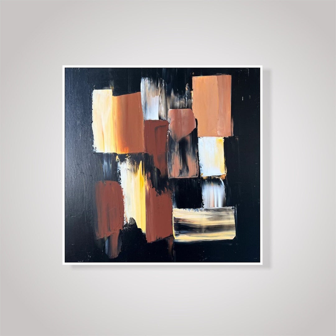 Abstract Black Oil Paintings on Canvas Hand Painted Artwork Home Decor ...