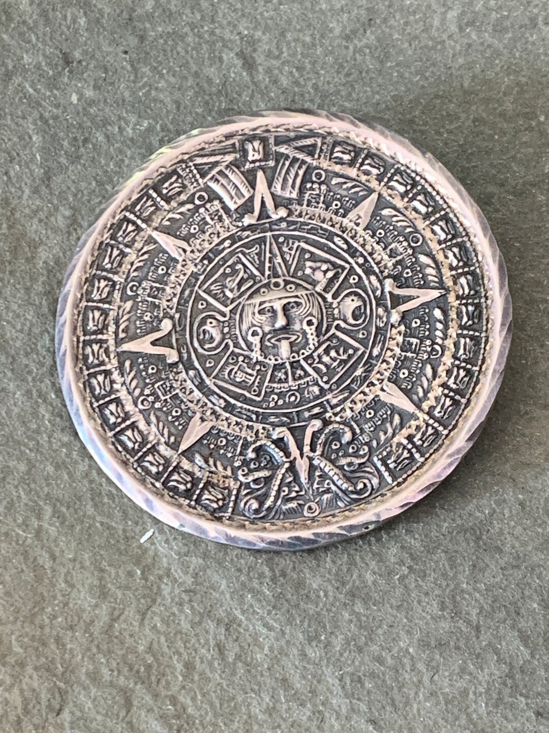 Large Vintage Sterling Silver Mayan Calendar Brooch Pin and Pendant - Etsy