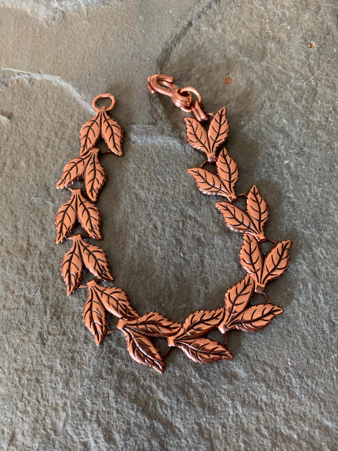Vintage Copper Leaf Bracelet - Etsy