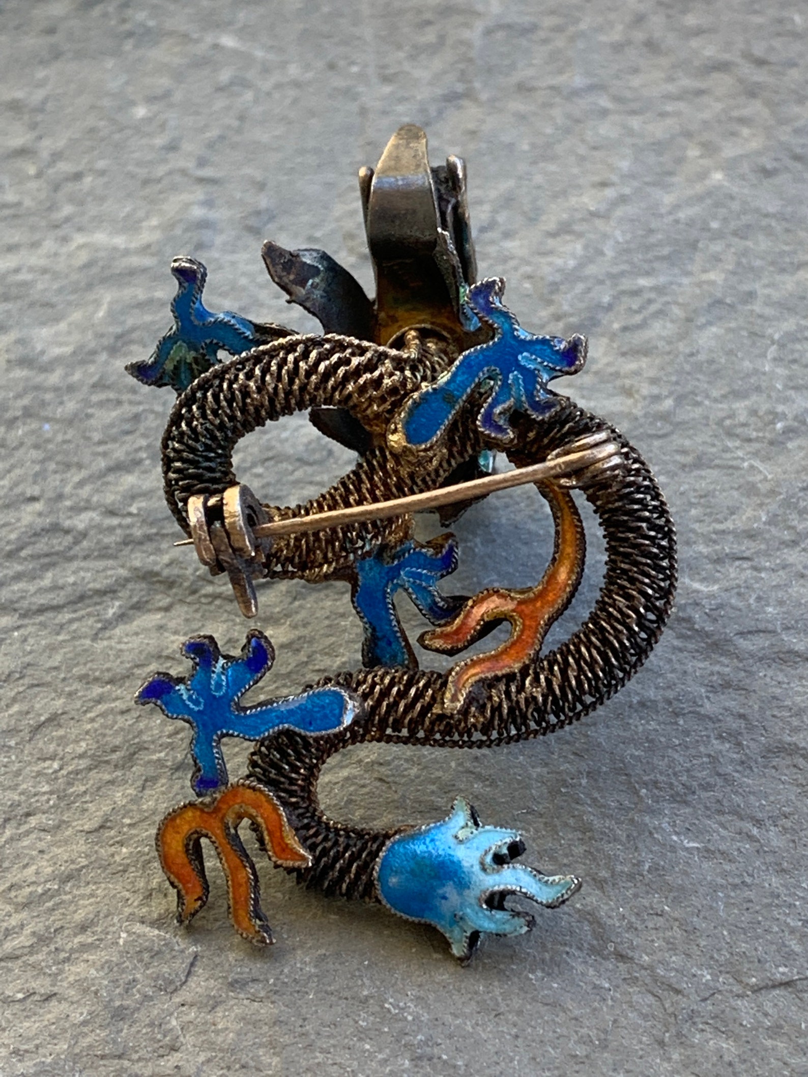 Vintage Enamel Dragon Pin Dragon Brooch Gold Wash Dragon - Etsy