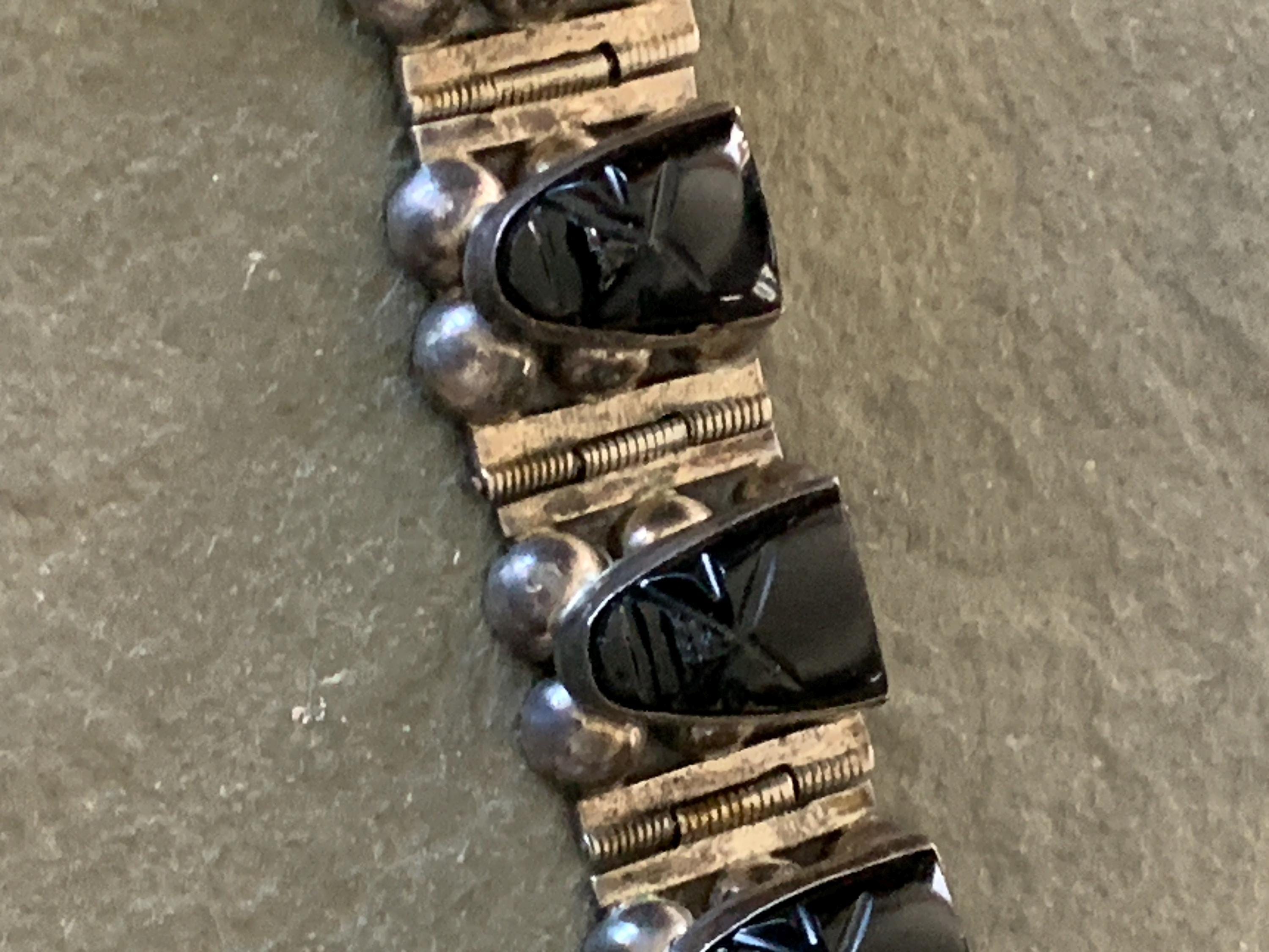 Mayan Mask Black Onyx and Silver Bracelet Made in Mexico - Etsy