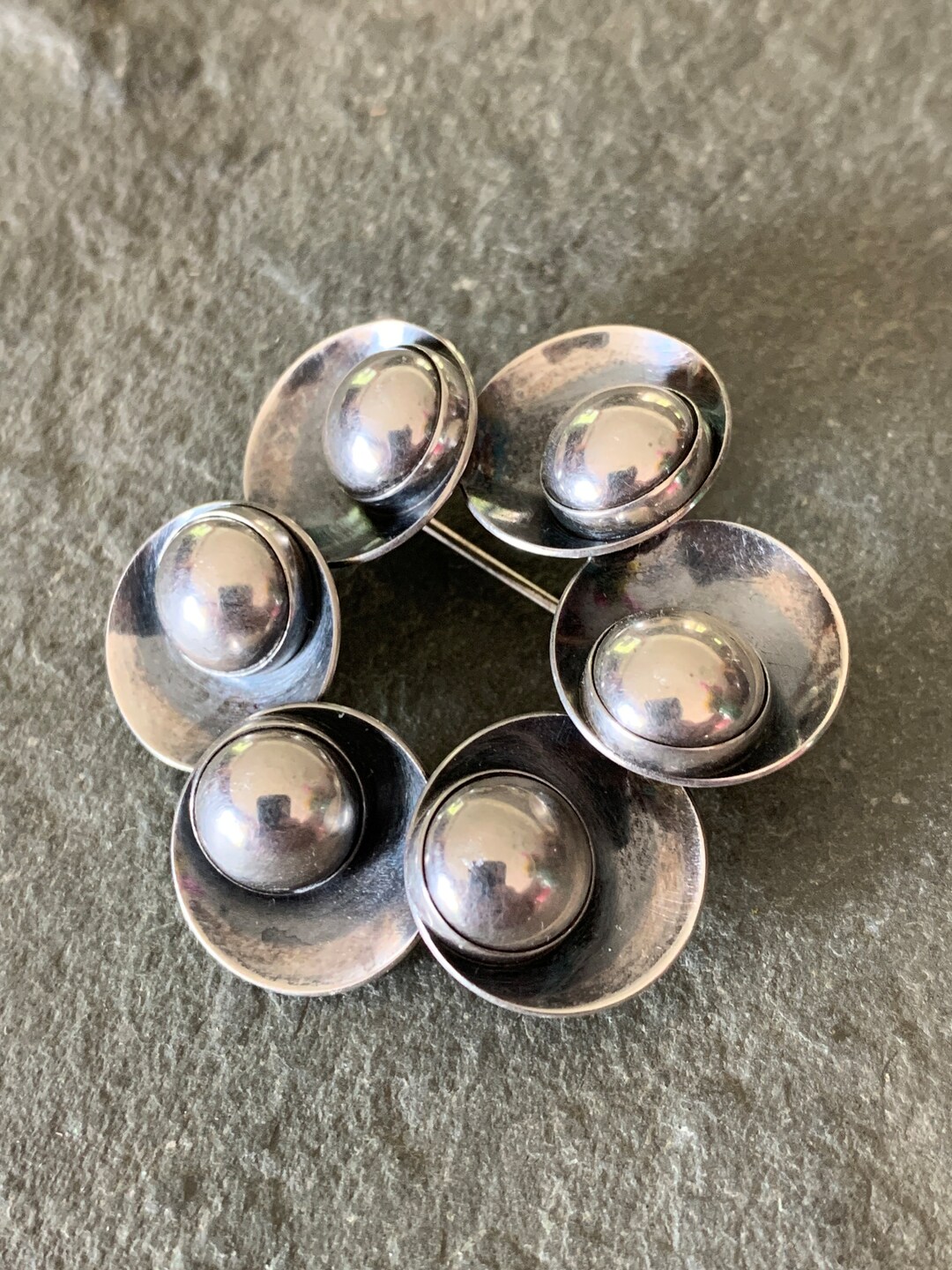Danish Modernist Sterling NE Clamshell Brooch Pin - Etsy