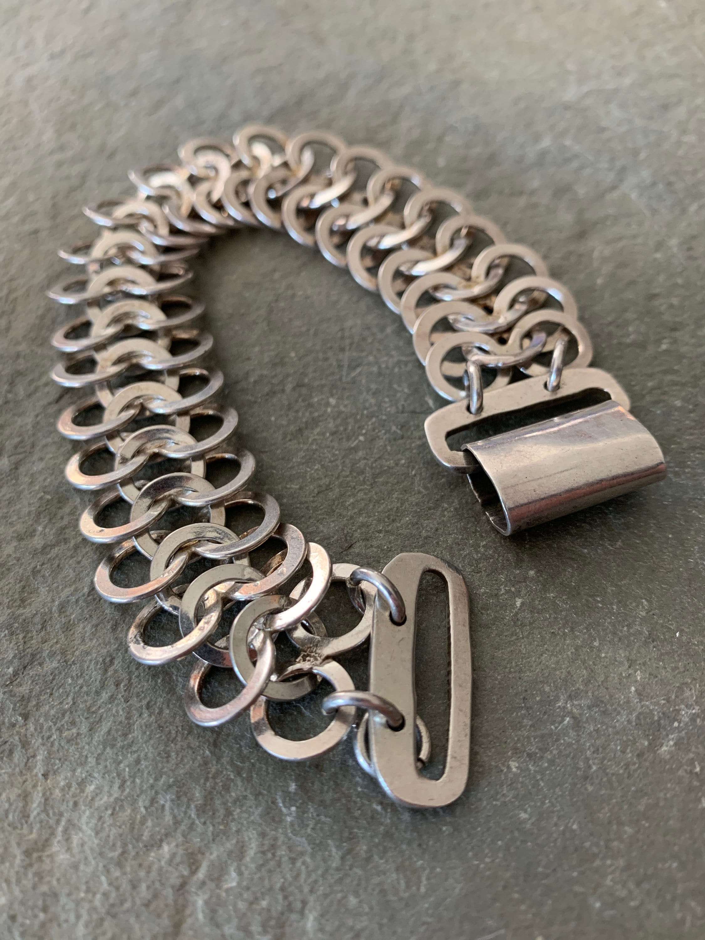 Sterling Silver Triple Chain Link Bracelet Circles Bracelet - Etsy UK