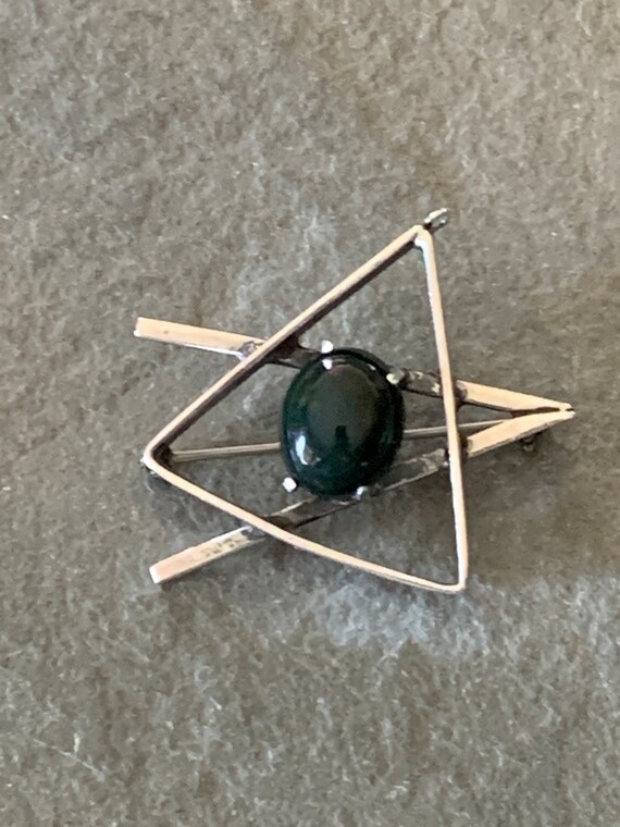 Vintage Bloodstone Brooch Pin and Pendant, Triangular… - Gem