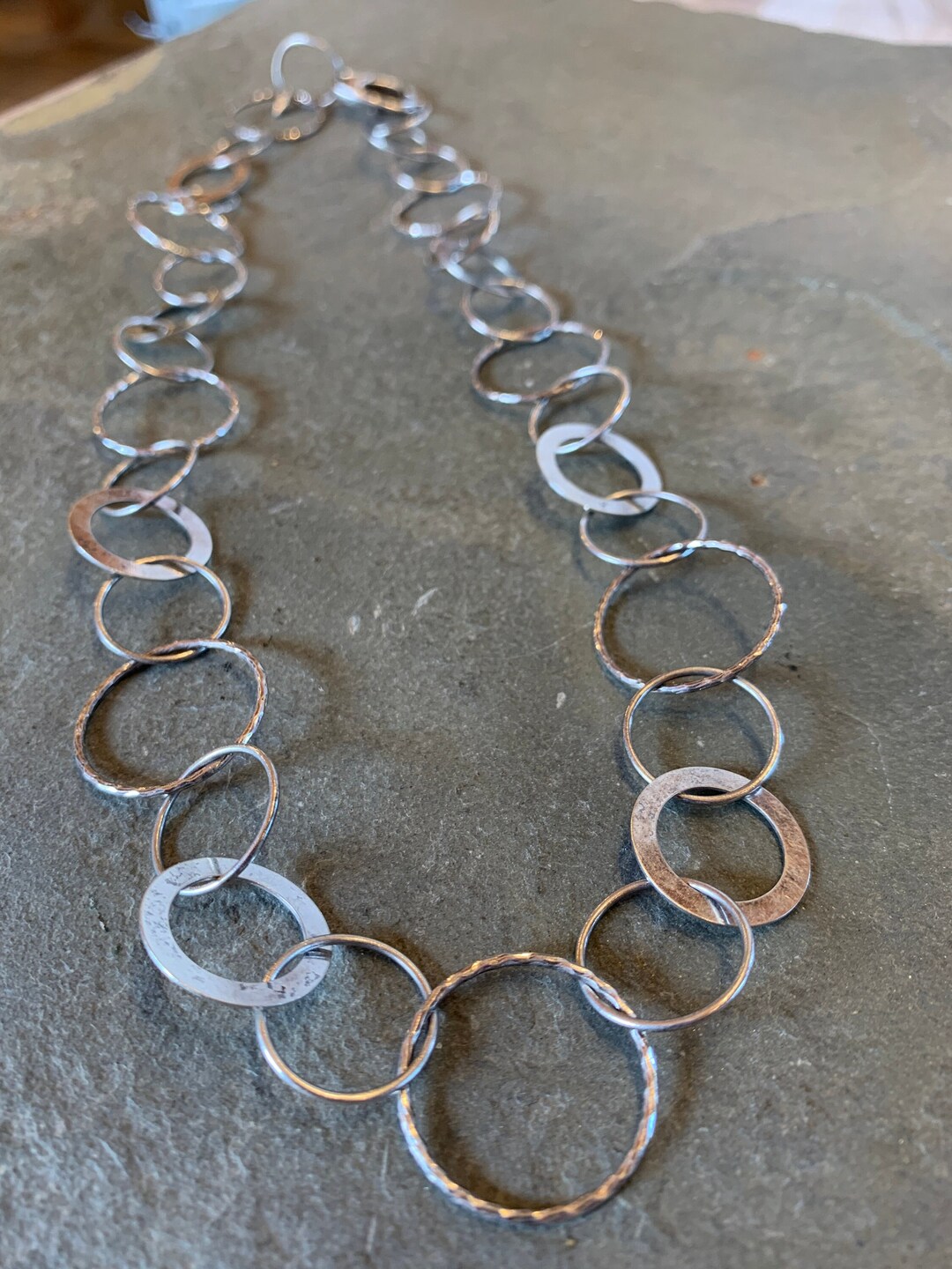 Sterling Silver Circle Link Chain Necklace Made in Italy - Etsy