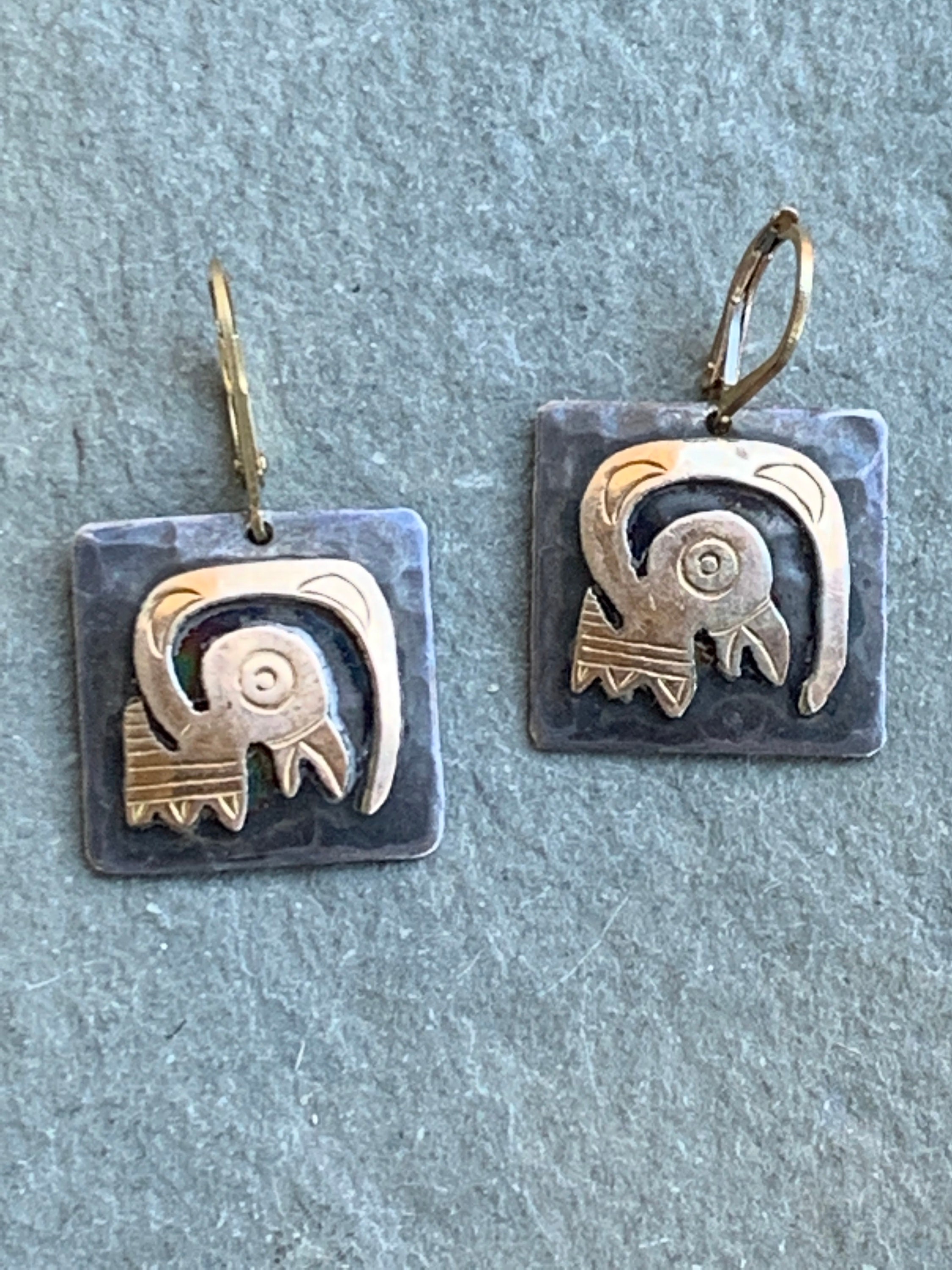 18k Gold and Sterling Silver Peruvian Design Earrings - Etsy