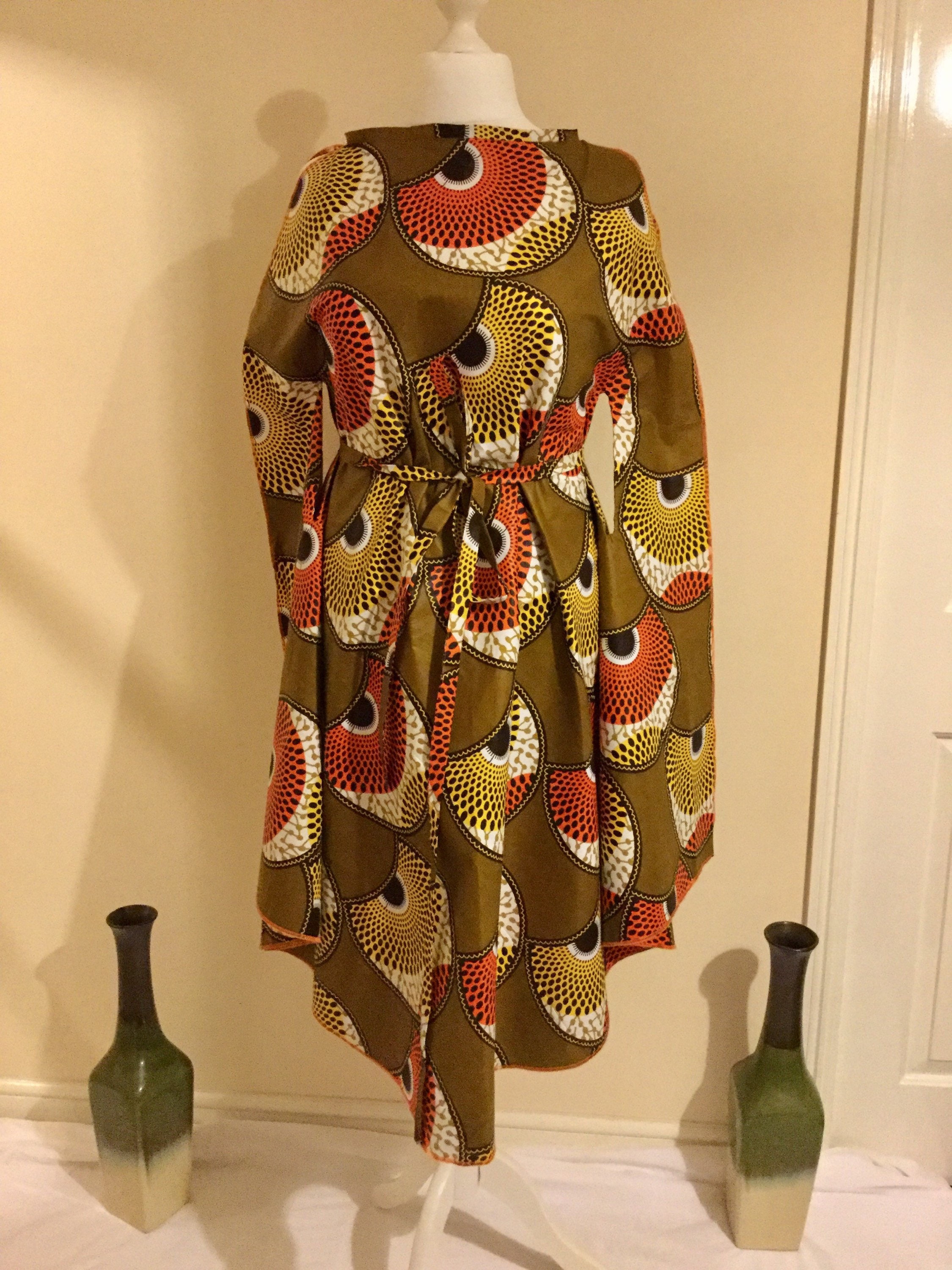 Free Flow Style African Prints Multi-colour Dresses One Size Fit All ...