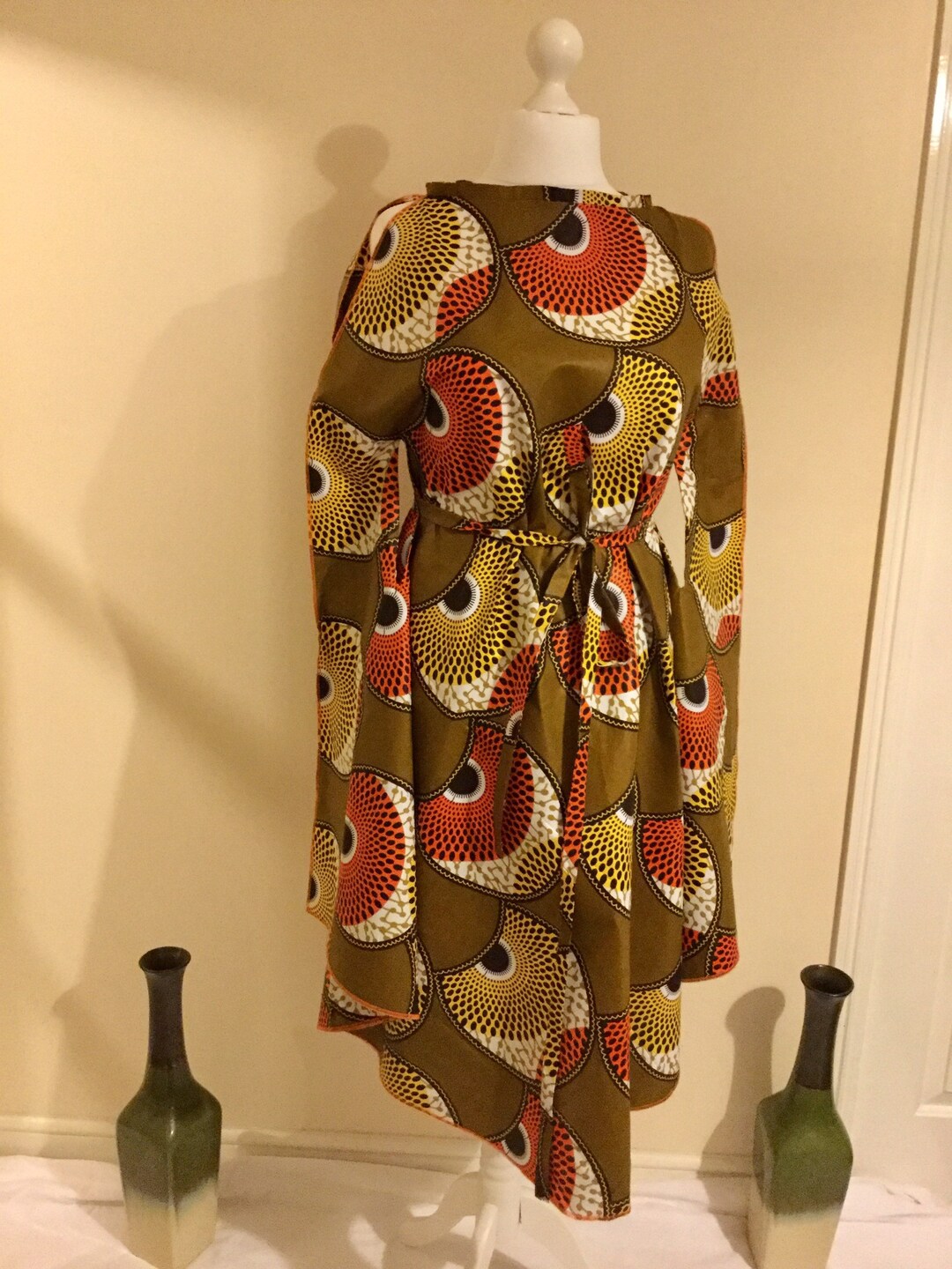 Free Flow Style African Prints Multi-colour Dresses One Size Fit All ...