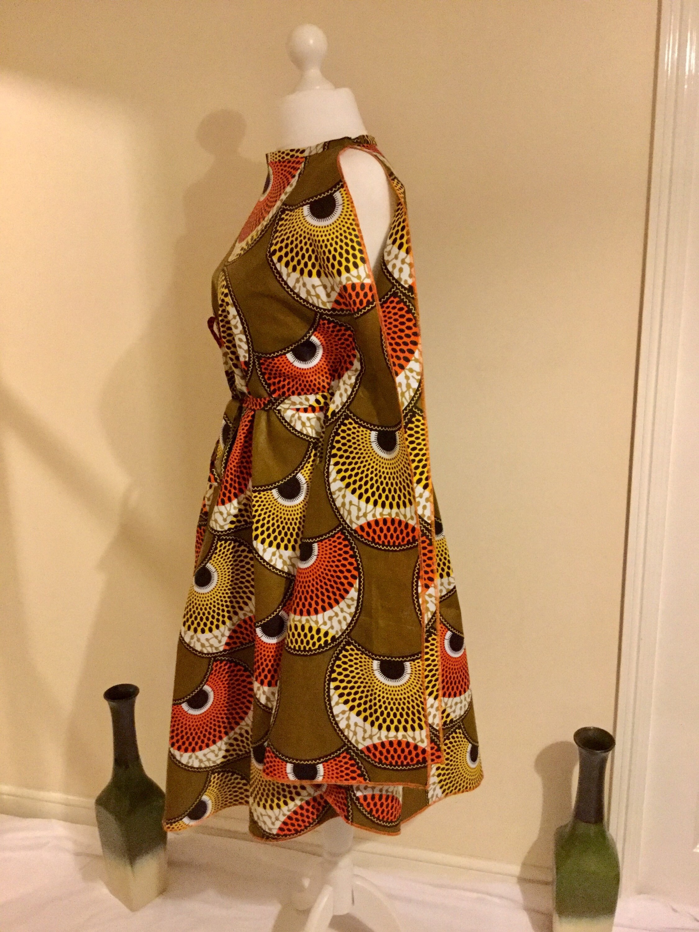 Free Flow Style African Prints Multi-colour Dresses One Size Fit All ...