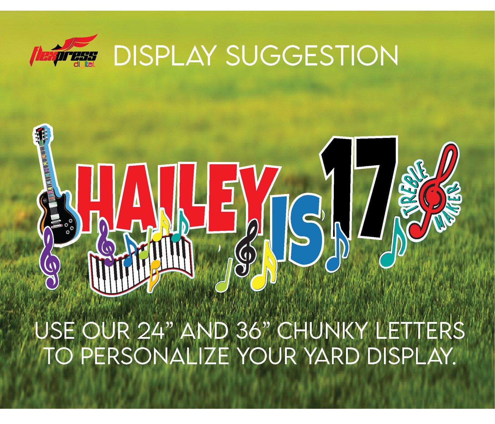 Keyboard & Musical Notes Music Themed Yard Sign on Corrugated Plastic ...