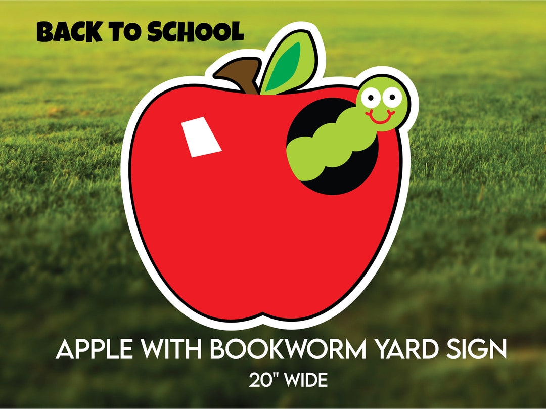 Apple for Teacher Bookworm Apple With Bookworm Back to School School ...