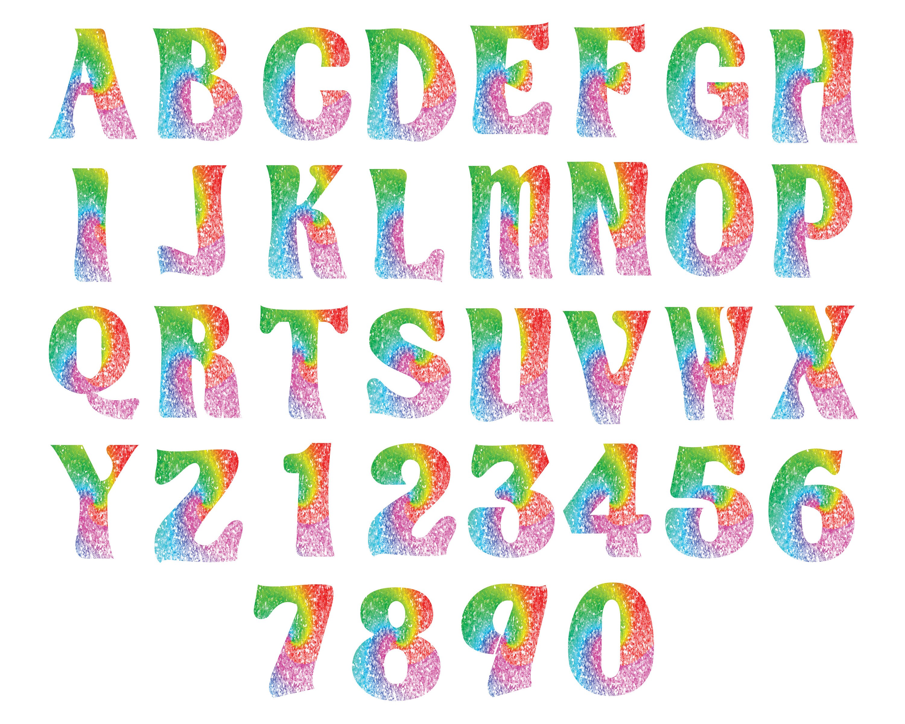 Rainbow glitter Letters and Numbers 18 Tall | Etsy