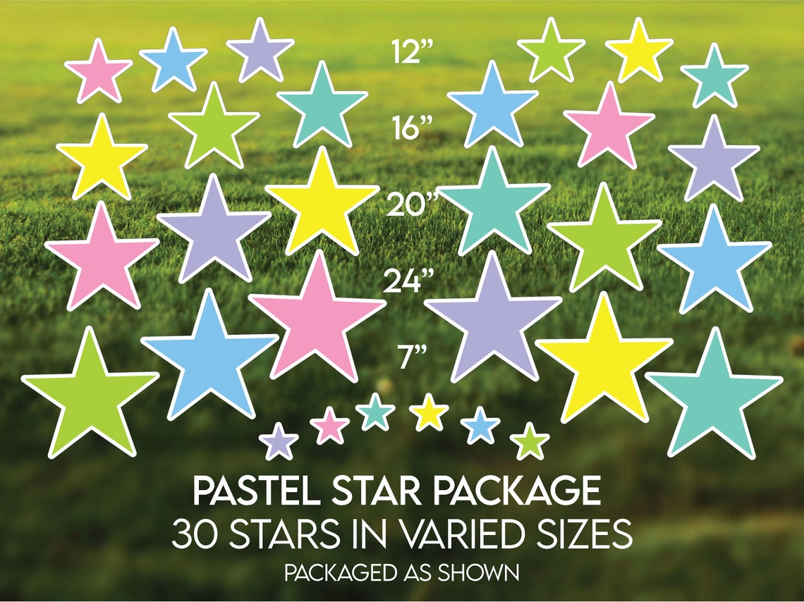 30 STARS Package 4 Color Options 5 Sizes of Stars in Each - Etsy