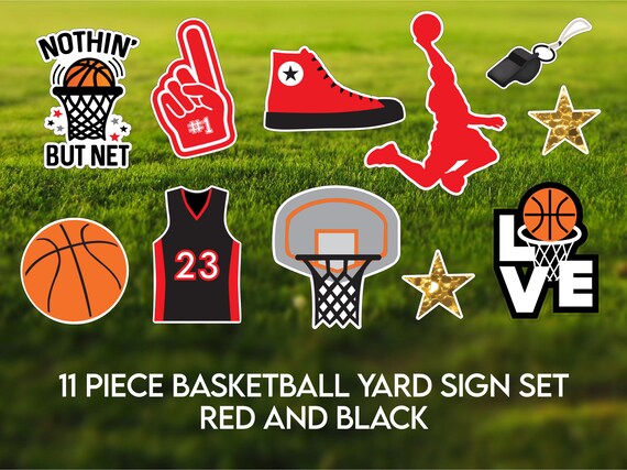 11 Piece Basketball Yard Sign Set in Red and Black - Etsy