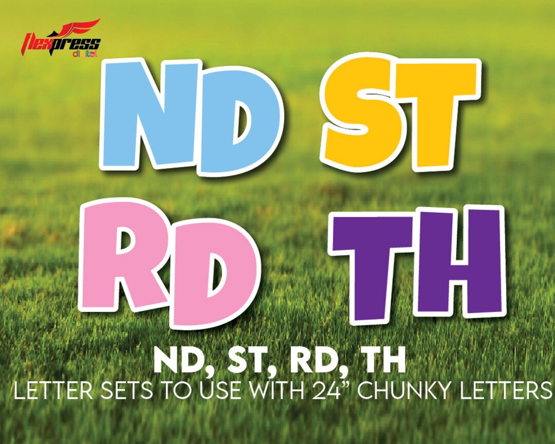 RD, ST, TH, Nd | Add on Letters | 24 Colors | 2 Connected Letters - Etsy