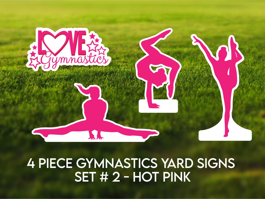4 Piece Set of Gymnastics Themed Yard Signs, Hot Pink Set #2 - Etsy