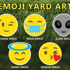 Emoji Yard Art 20 Popular Faces, Smile Kiss Crying Selfie, Birthday ...
