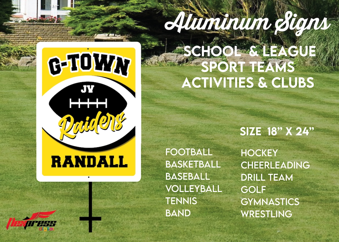 Sports Aluminum Yard Sign | 24" X 18" | School Team Sports & Clubs ...