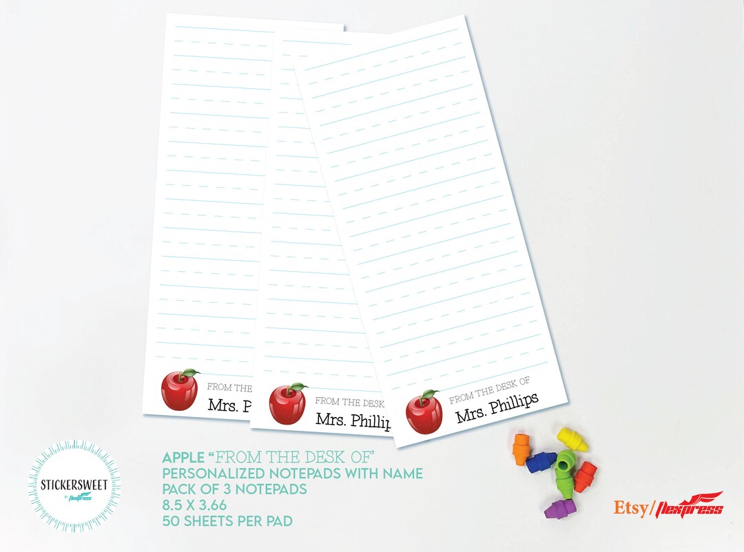 Apples for the Teacher, Design Notepad | Personalized With Name ...