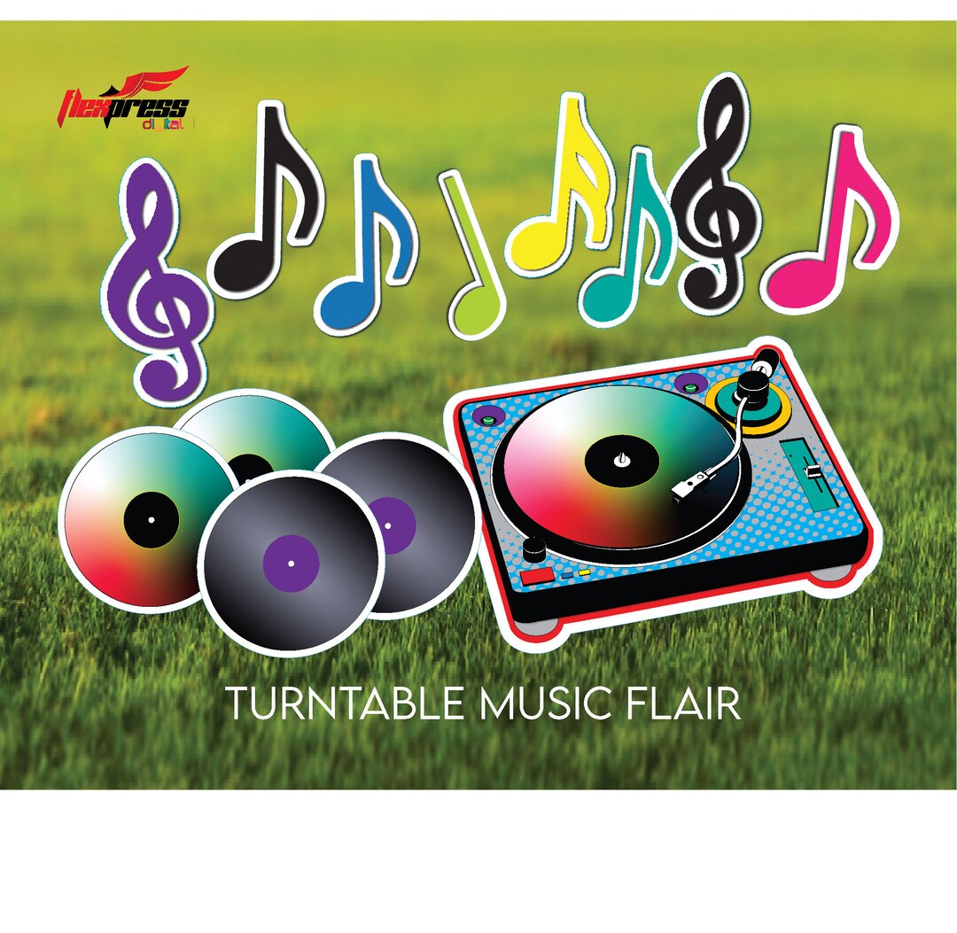 Turntable & Musical Notes Flair Music Themed Yard Signs - Etsy