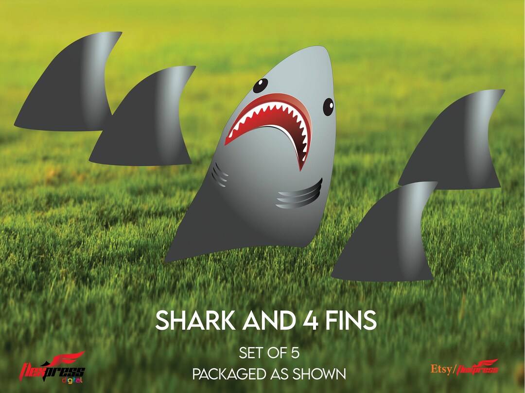 Shark Themed Yard Signs, Shark and 4 Fins, Shark Week Celebration ...