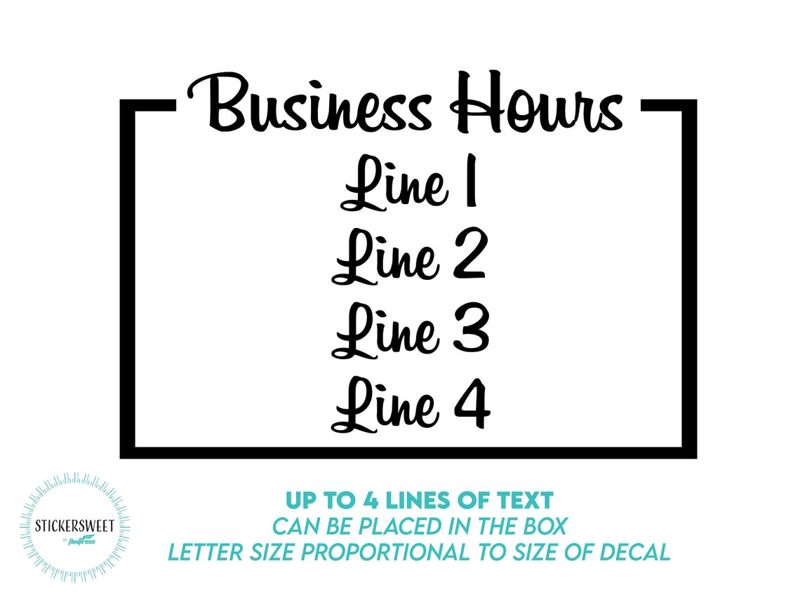 Business Hours Decal Block Letters Custom Stickers for Door - Etsy